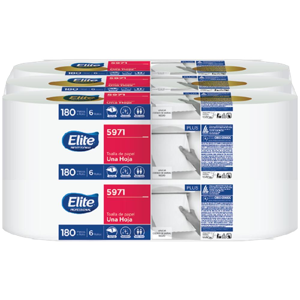 Paq. Toalla Rollo Blanca 6 Rollos 180m 5971 Plus – Elite – GRUPO CARVIL.